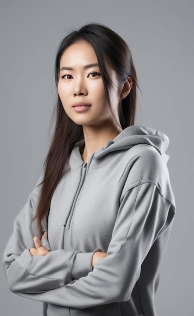 Premium Ai Image Photo Portrait Of Smiling Slim And Strong Asian Fitness Girl Personal Workout