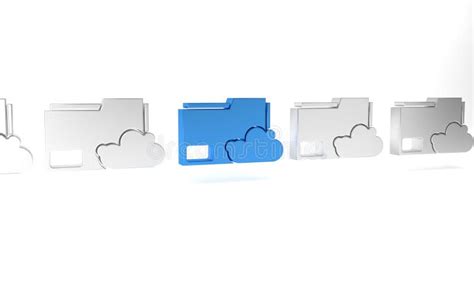 Blue Cloud Storage Text Document Folder Icon Isolated On White Background Minimalism Concept