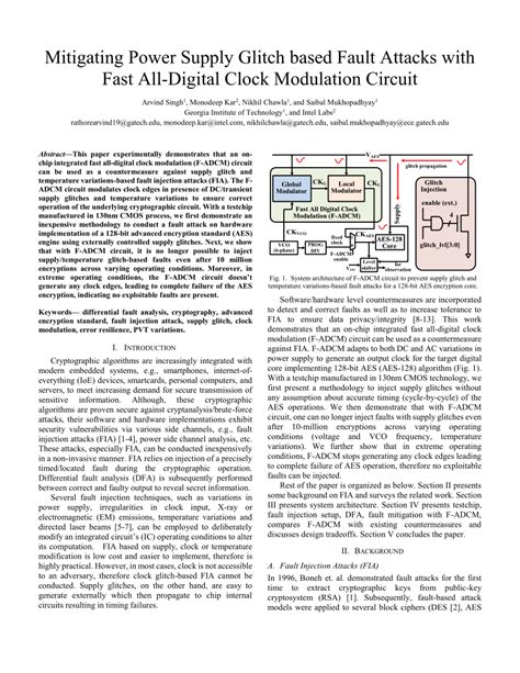 Pdf Mitigating Power Supply Glitch Based Fault Attacks With Fast All
