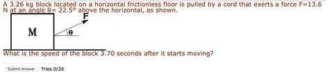 a 326 kg block located on a horizontal frictionless floor is pulled by