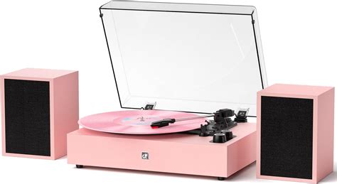 Vinyl Record Player With External Speakers Wireless Bluetooth 3 Speed Vintage