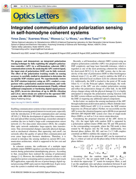 Integrated Communication And Polarization Sensing In Self Homodyne