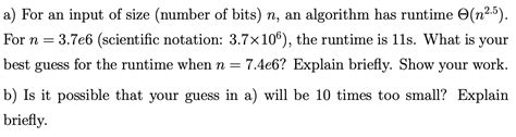 Solved A For An Input Of Size Number Of Bits N An Chegg Com