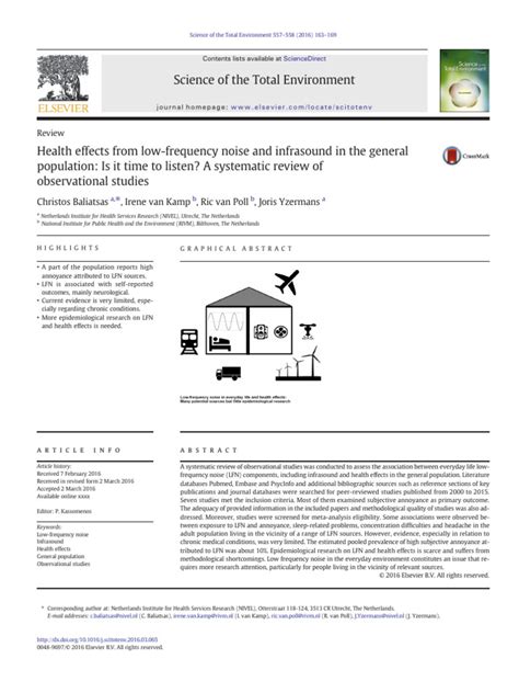 Health Effects From Low Frequency Noise And Infrasound In The General