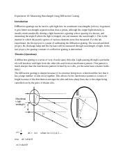 Lab Report Measuring Wavelength Of Light By Diffraction Grating Docx Experiment
