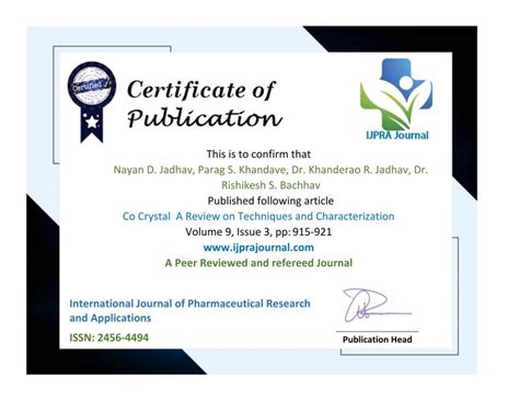 I Am Glad To Share That I Have Published A Review Article On Co Crystal A Review On