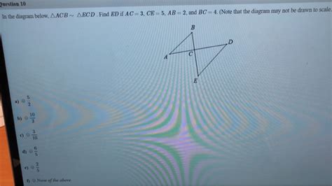 Solved Question In The Diagram Below AACB AECD Find ED Chegg