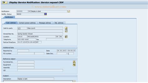 IW53 SAP Tcode Display Service Notification