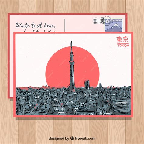 손으로 그린 우편 카드 템플릿 무료 벡터