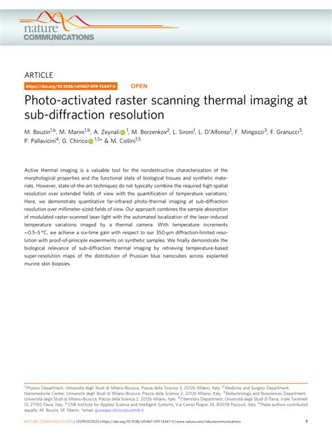 Pdf Photo Activated Raster Scanning Thermal Imaging At Sub Diffraction Resolution