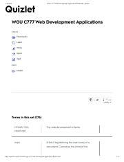 WGU C Web Development Applications Flashcards Quizlet Pdf WGU C Web
