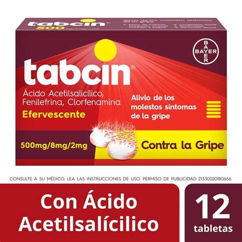 Tabcin Antigripal 500 Mg Con 12 Tabletas H E B México