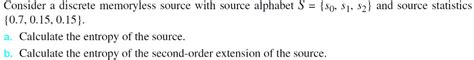 Consider A Discrete Memoryless Source With Source