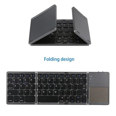 Foldable Bluetooth Keyboard Pocket Size Portable With Touchpad Rechargable Li Ion Battery For