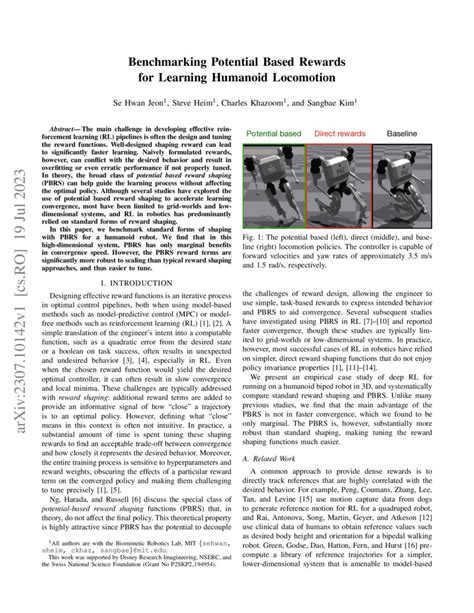 Benchmarking Potential Based Rewards For Learning Humanoid Locomotion Deepai