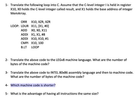Solved 1 Translate The Following Loop Into C Assume That
