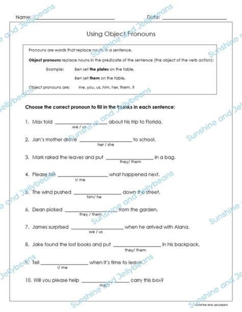 Subject Object Pronouns Parts Of Speech Writing Grammar No Prep