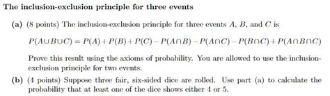 Solved The Inclusion Exclusion Principle For Three Events