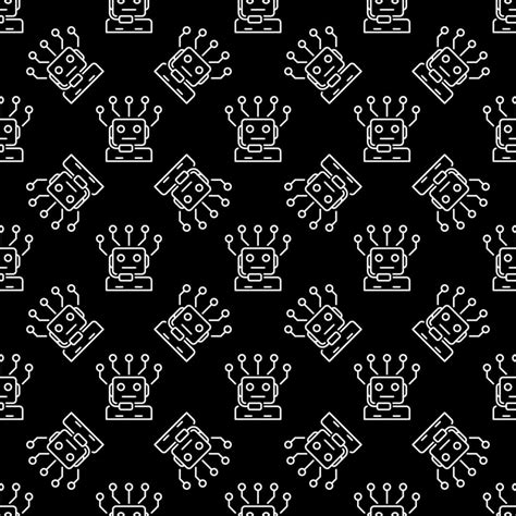 Ai Robot Chatbot Vector Artificial Intelligence Chatbot Dark Line Seamless Pattern