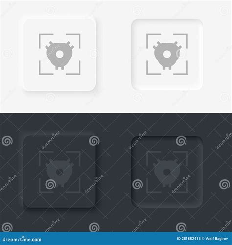 Electronic Heart Biology Neomorphism Style Vector Icon With Button