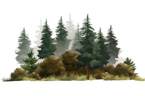 Premium Ai Image Watercolor Of Small Fir Forest Group Of Tree