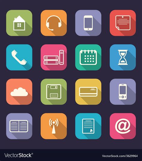 Application Web Icons In Flat Design With Long Vector Image