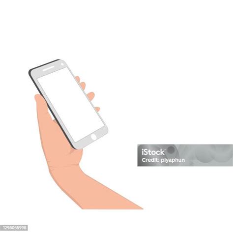 이미지 그래픽 손 잡고 스마트 폰 격리 흰색 배경 벡터 일러스트 레이션 복사 공간 텍스트 휴대전화에 대한 스톡 벡터 아트 및 기타 이미지 휴대전화 5g 교환 Istock