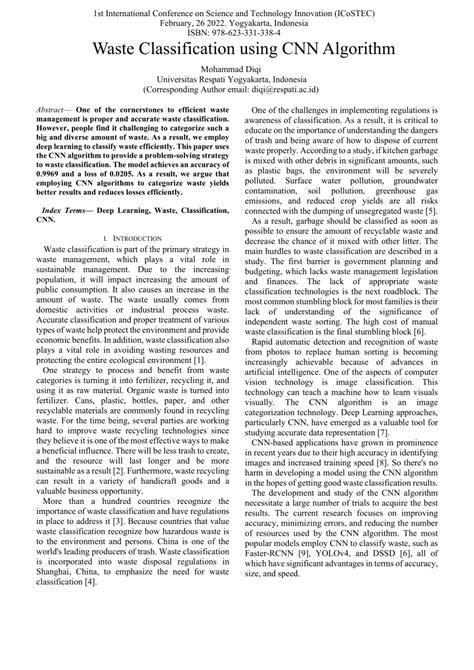 Pdf Waste Classification Using Cnn Algorithm