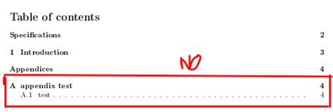 make a table of contents specific to appendix article class and