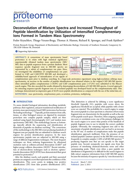 Pdf Deconvolution Of Mixture Spectra And Increased Throughput Of Peptide Identification By