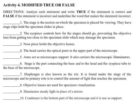 Activity 4 MODIFIED TRUE OR FALSE DIRECTIONS | StudyX