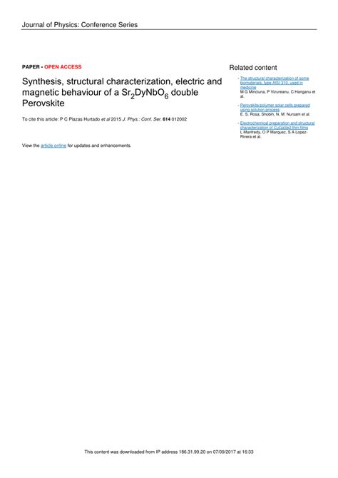 Pdf Synthesis Structural Characterization Electric And Magnetic Behaviour Of A Sr 2 Dynbo 6