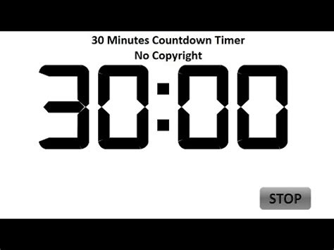 30 Minutes Countdown Timer With Alarm No Copyright 30 Minutes TIMER