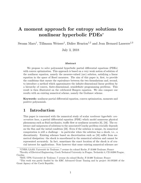 Pdf A Moment Approach For Entropy Solutions To Nonlinear Hyperbolic Pdes