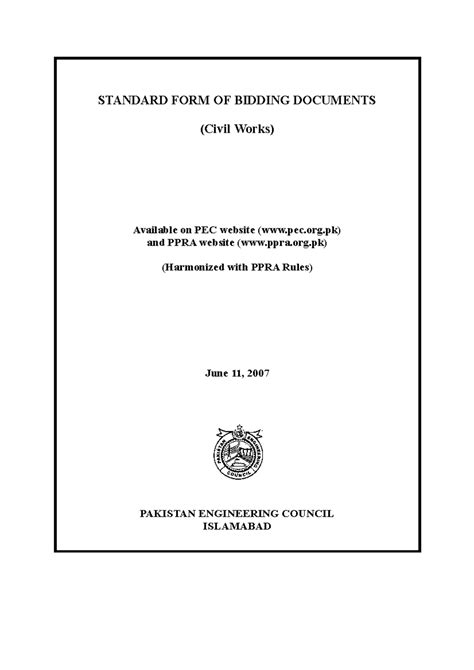 1 Std Form Of Bidding Docs Civil Work Standard Form Of Bidding Documents Civil Works