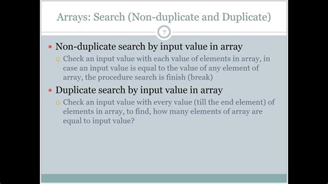 Week 02 Array Search Non Duplicate And Duplicate Youtube