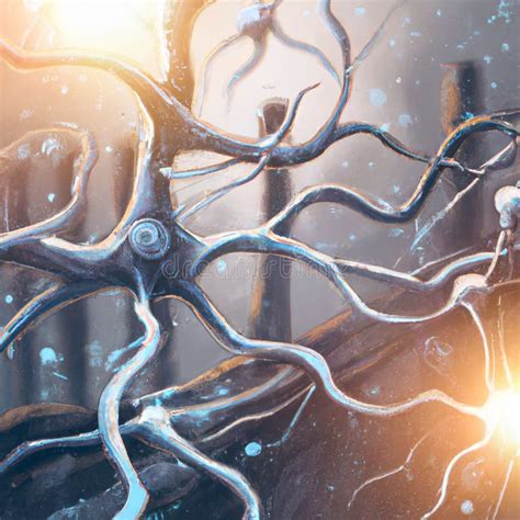 Microscopic View Of Neurons Brain Connections Synapses Stock