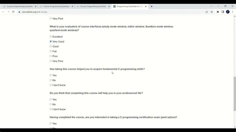 Cisco Programming Essential In C Satisfaction Survey Cisco Cisconetworkingacademy Coder