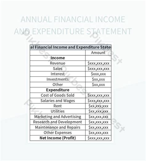 年度財務收支表 Excel模板範本素材免費下載 Pikbest