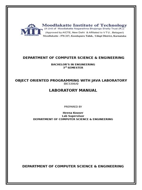 Java Lab Manual Bcs306a Cse 1 1 Pdf Method Computer