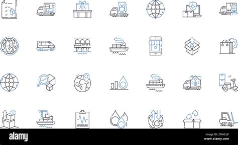 Inventory Control Line Icons Collection Stock Tracking Reorder