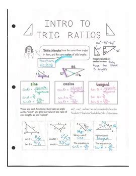 Visual Notes Intro To Right Trig Ratios By Nickelo Resource Emporium