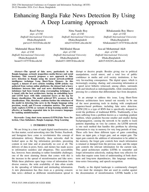 PDF Enhancing Bangla Fake News Detection By Using A Deep Learning Approach