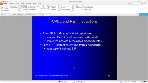 Assembly Language Lecture 27 Procedures Call And Ret Uses