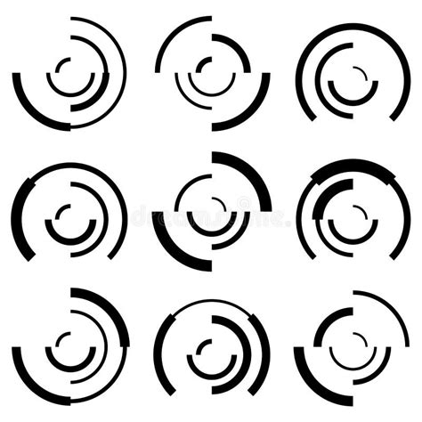concentric circles with random lines segmented circles abstract stock