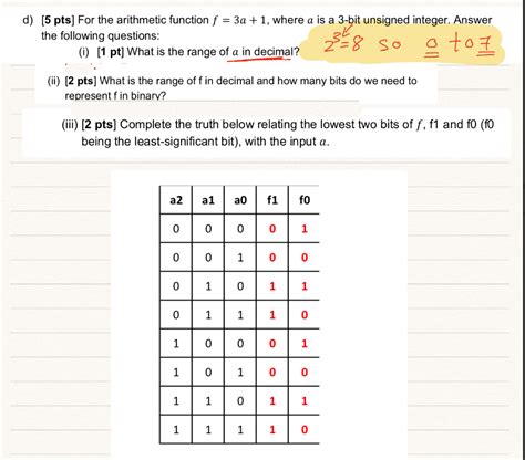 solved d [5 pts] for the arithmetic function f 3a 1 where