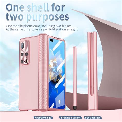 For Huawei Mate X2 Electroplating Hinged Folding Phone Case With S Pen Fold Edtion Pink