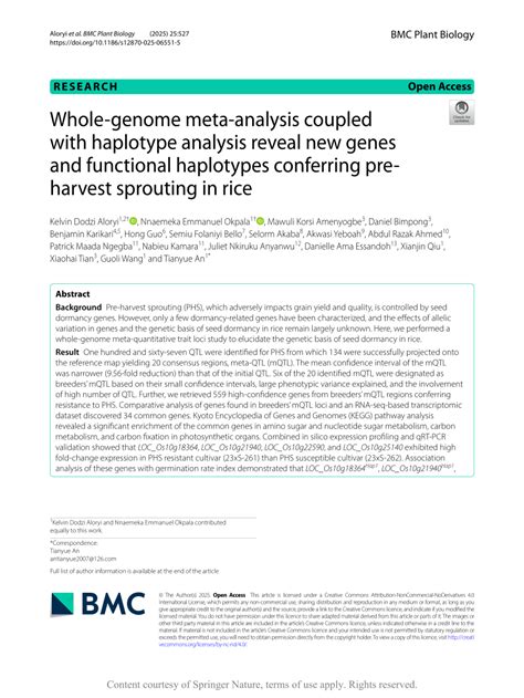 Pdf Whole Genome Meta Analysis Coupled With Haplotype Analysis Reveal