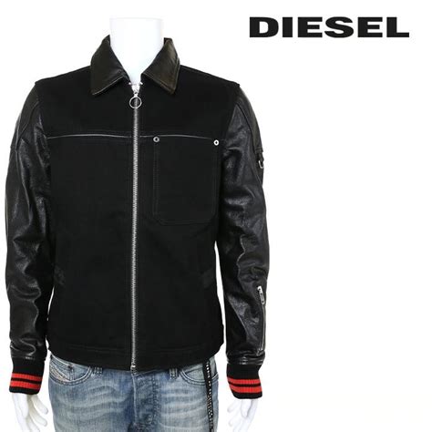 Diesel ディーゼル デニムジャケット メンズ ブラックデニム 牛革 切替 チェック柄フェイクレイヤード J Yuki 買っciao