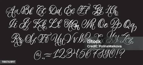 검은 색 배경에 손으로 그린 서체 그려진 벡터 문자 소문자 및 대문자 디자인에 대한 타이포그래피 필기체 알파벳 로고 서체 카드